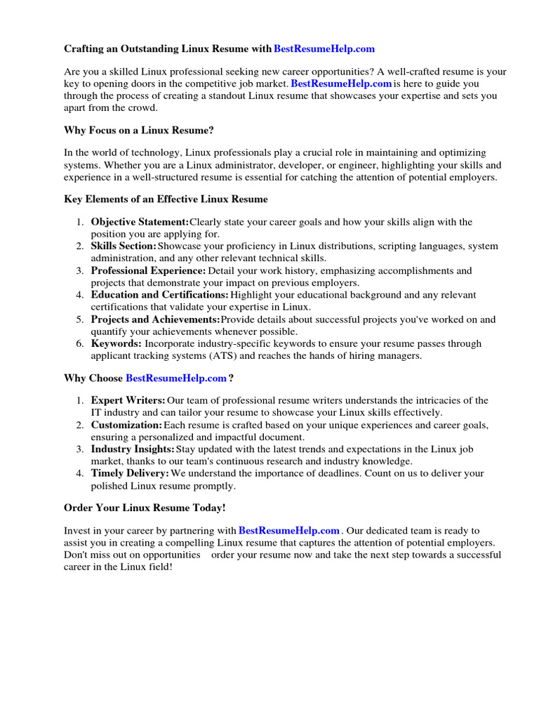 Linux Resume | PDF | Operating System | V Mware