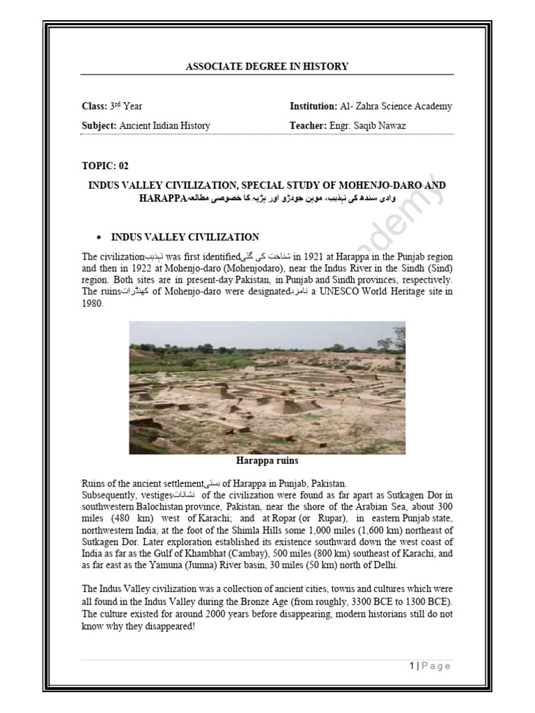 Indus Valley Civilization | PDF | Social Science