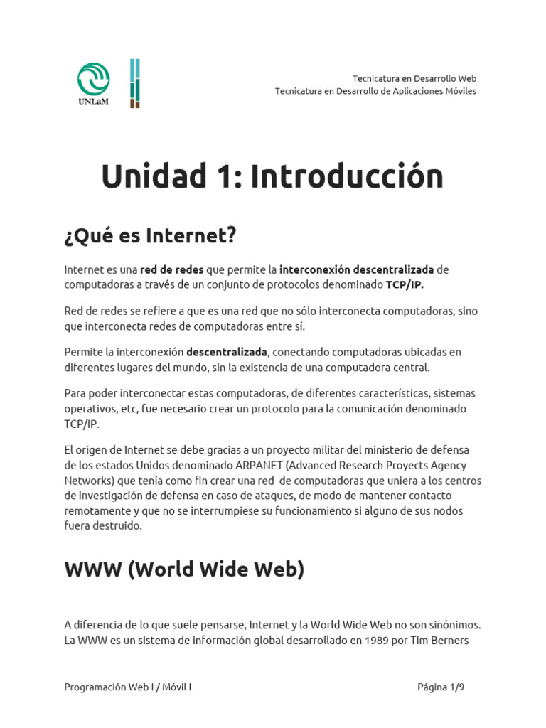 Unidad01 Introduccion | Descargar gratis PDF | HTML | Red mundial