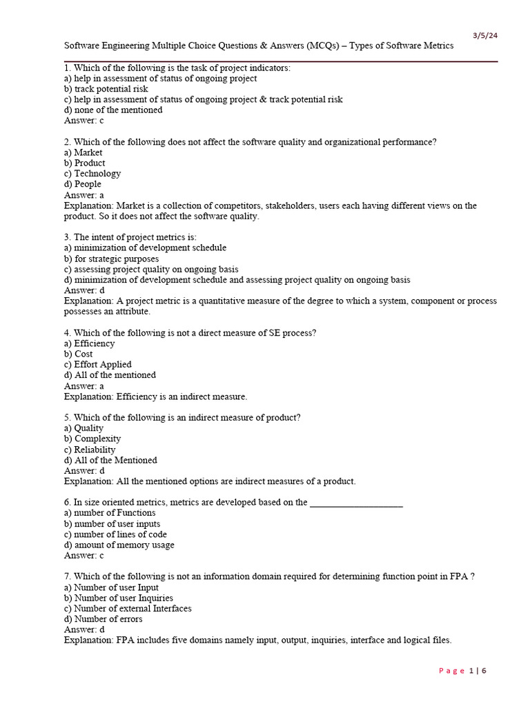 MCQs 1 | PDF | Project Management | Performance Indicator