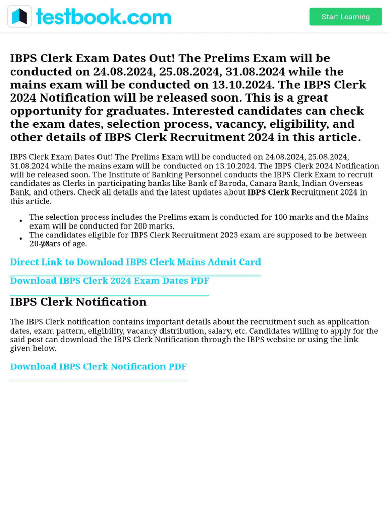 IBPS ClerkExam Info | PDF