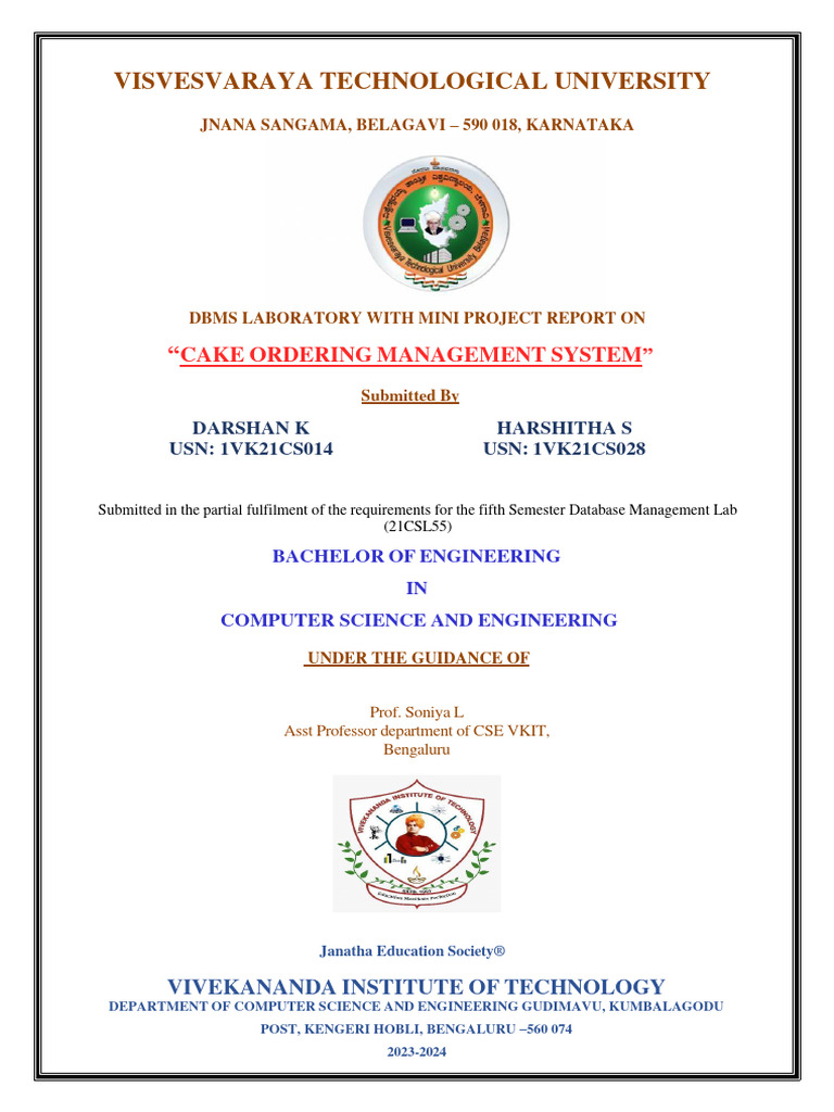 Dbms Report Cake Managment | PDF | Internet & Web | World Wide Web