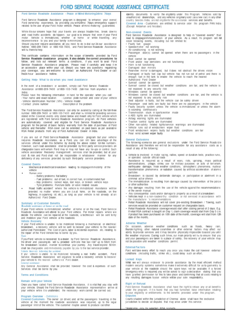 RSA Certificate 2021 | PDF | Vehicles | Ford Motor Company