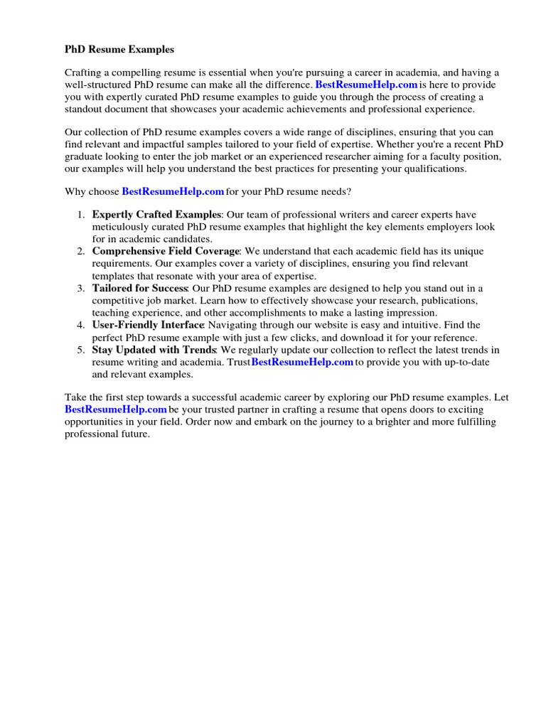 PHD Resume Examples | PDF | Résumé