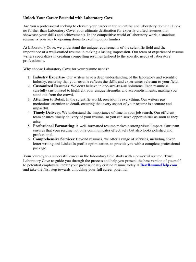Laboratory Cover Letter | PDF | Laboratories | Résumé