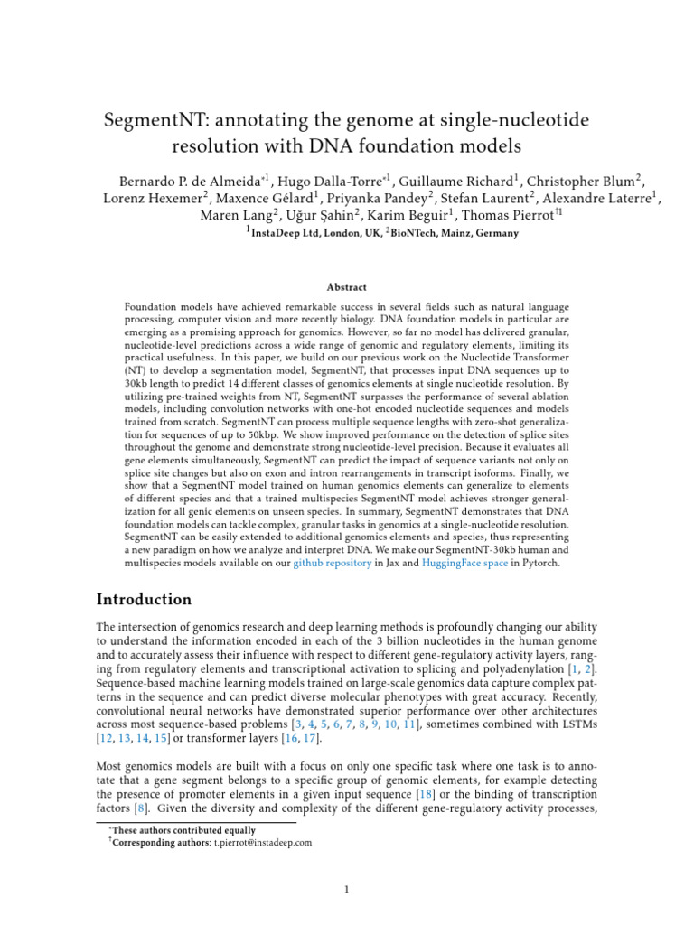 Segmentnt Annotating The Genome At Single Nucleotide Resolution With Dna Foundation Models Pdf