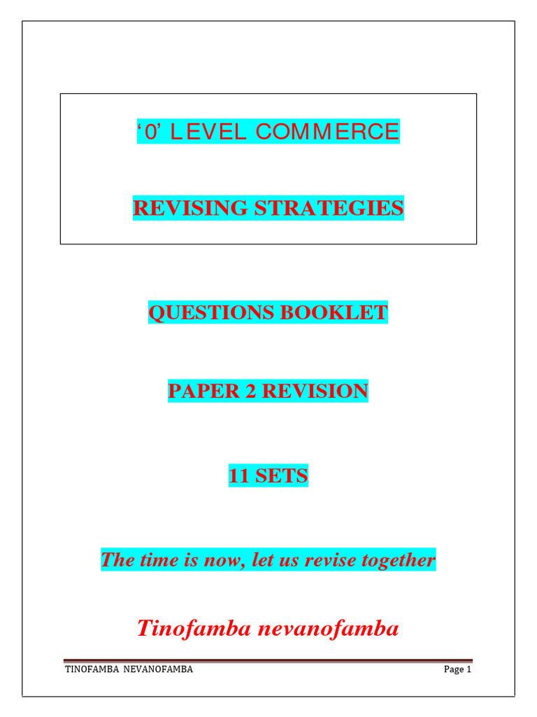 O-Level Commerce Revision Guide | PDF | Banks | Marketing