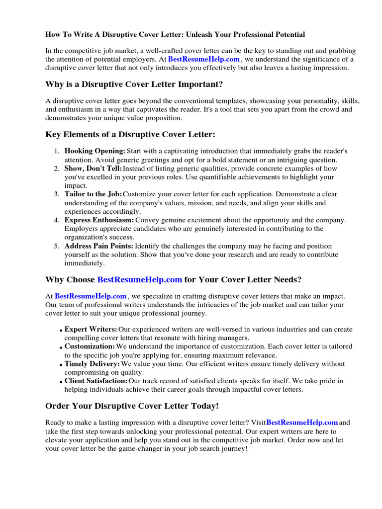 How to Write a Disruptive Cover Letter | PDF | Teachers | Analytics