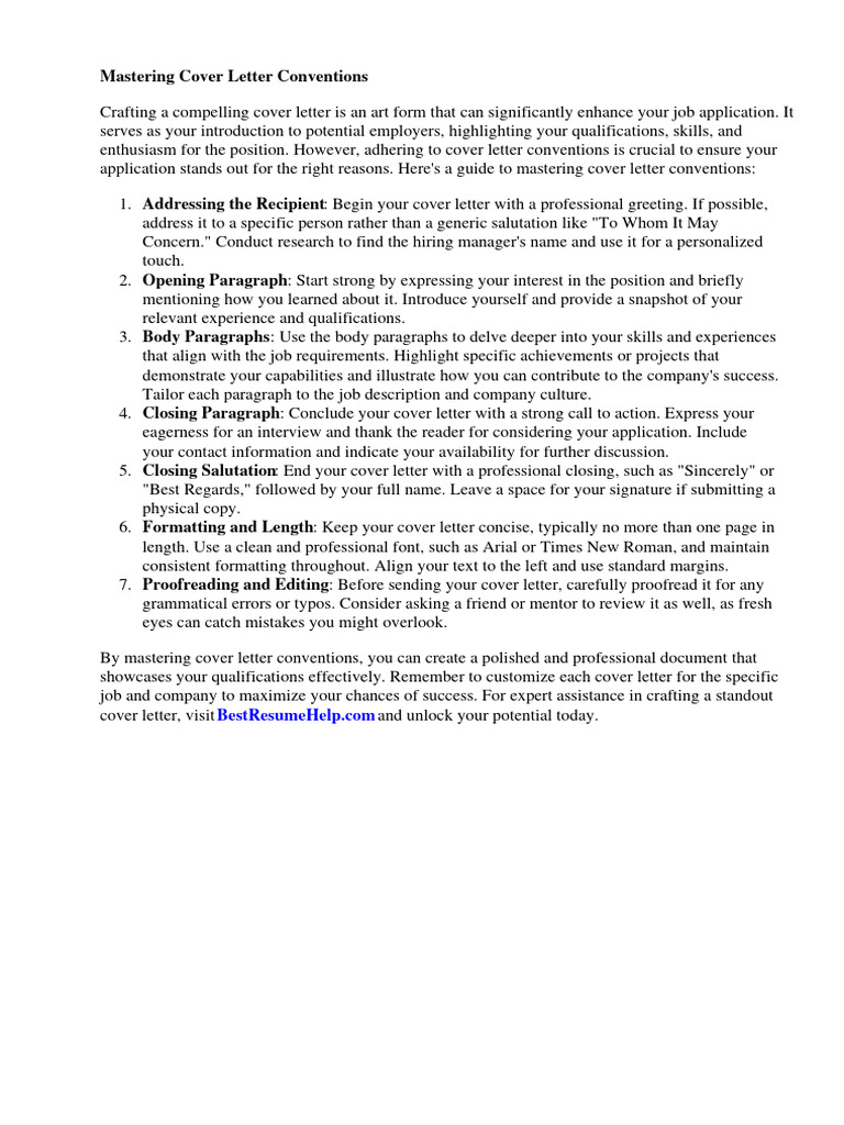 Cover Letter Conventions | PDF | Résumé | Proofreading