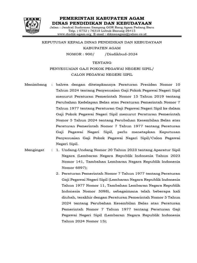 SK Penyesuaian Gaji Roni Rosanti | PDF