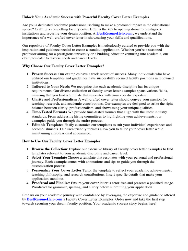 Faculty Cover Letter Examples | PDF | Proofreading | Résumé