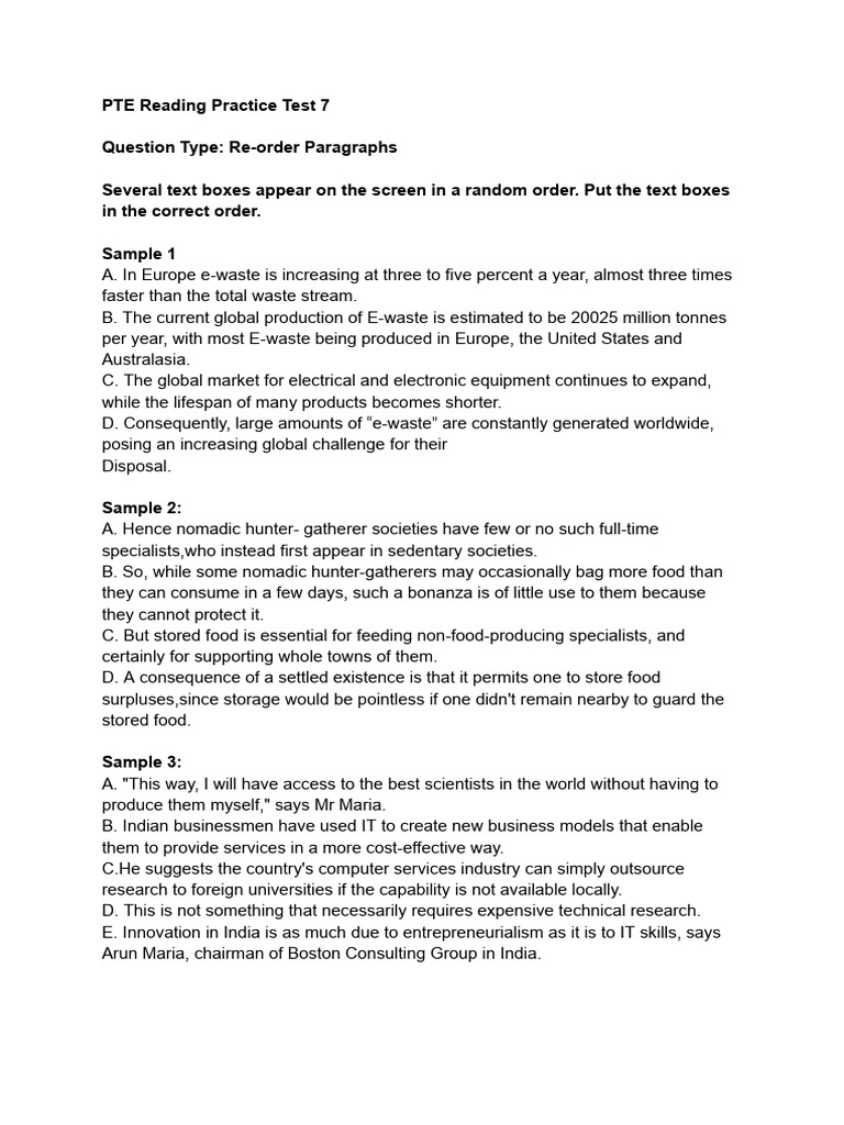 Pte Reading Practice Test 7 0afb96f409 | PDF | Electronic Waste ...