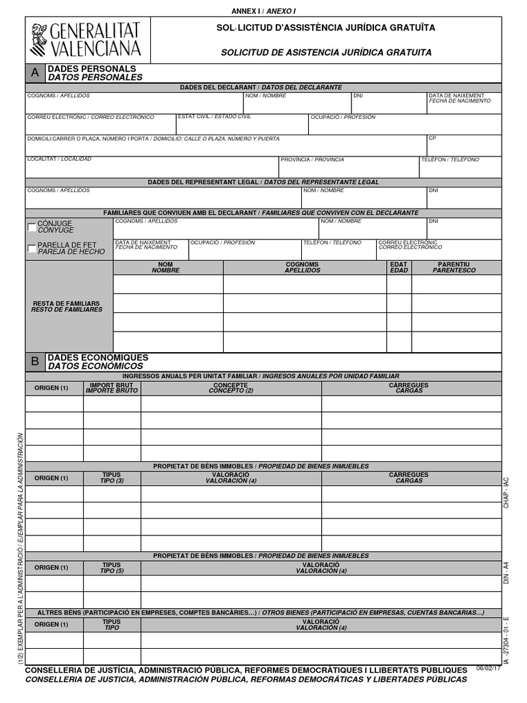 Solicitud de Asistencia Jurídica Gratuita | PDF