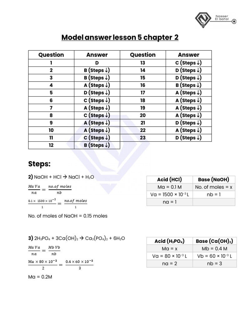 Acid Base Reaction Calculations Guide Pdf Scientific Phenomena