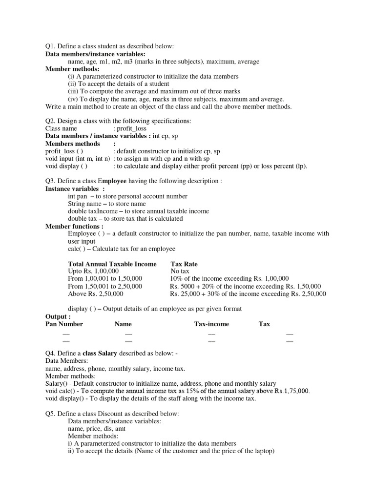 Computer Function Questions Pdf Constructor Object Oriented Programming Programming 