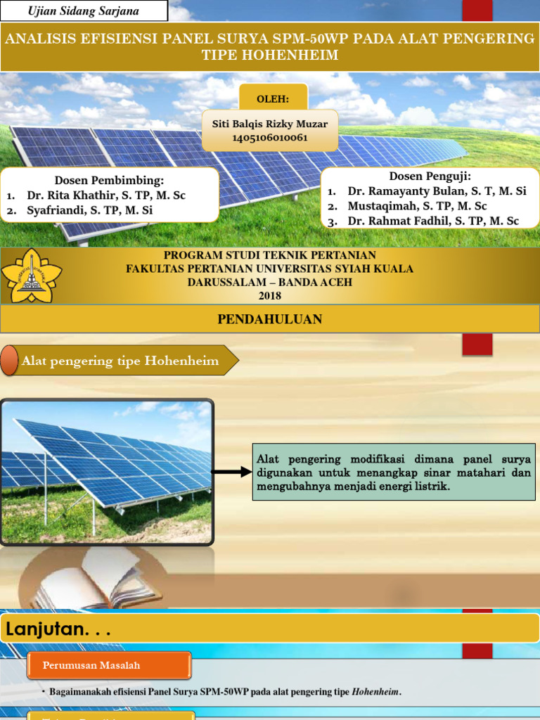 Power Point Analisis Efisiensi Panel Surya SPM-50WP Sebagai Penggerak ...