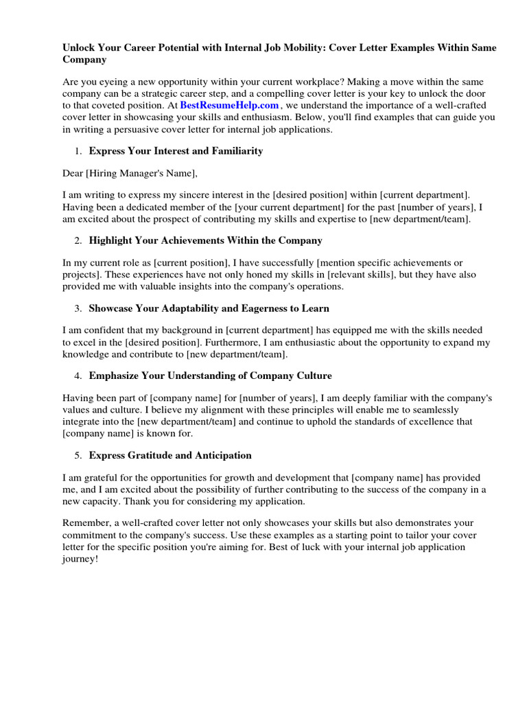 Cover Letter Examples Within Same Company | PDF | Résumé | Employment