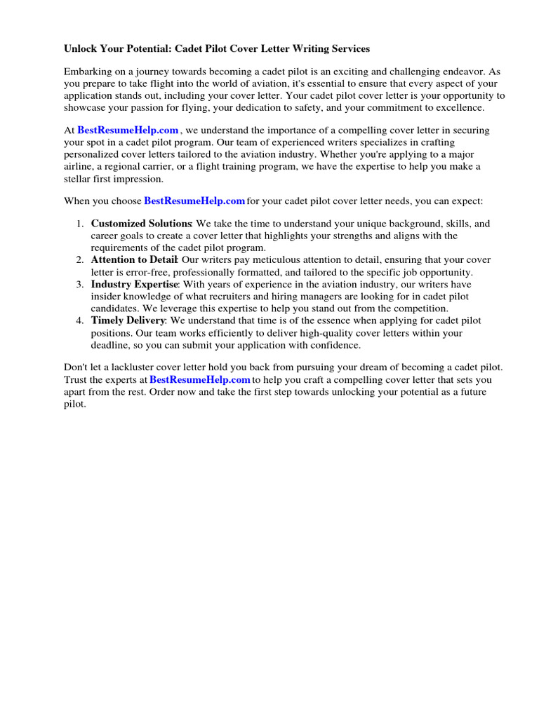 Cadet Pilot Cover Letter Sample | PDF | Flight Attendant | Résumé