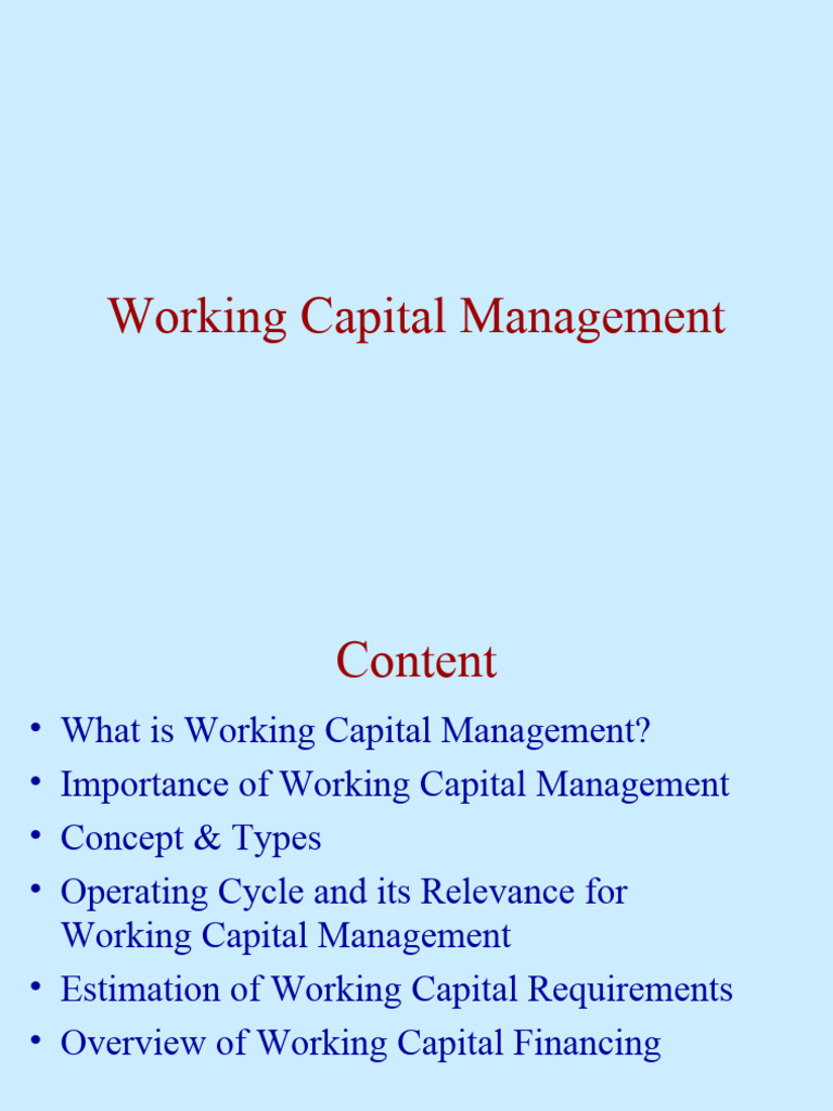 Working Capital Management Essentials | PDF | Working Capital | Expense