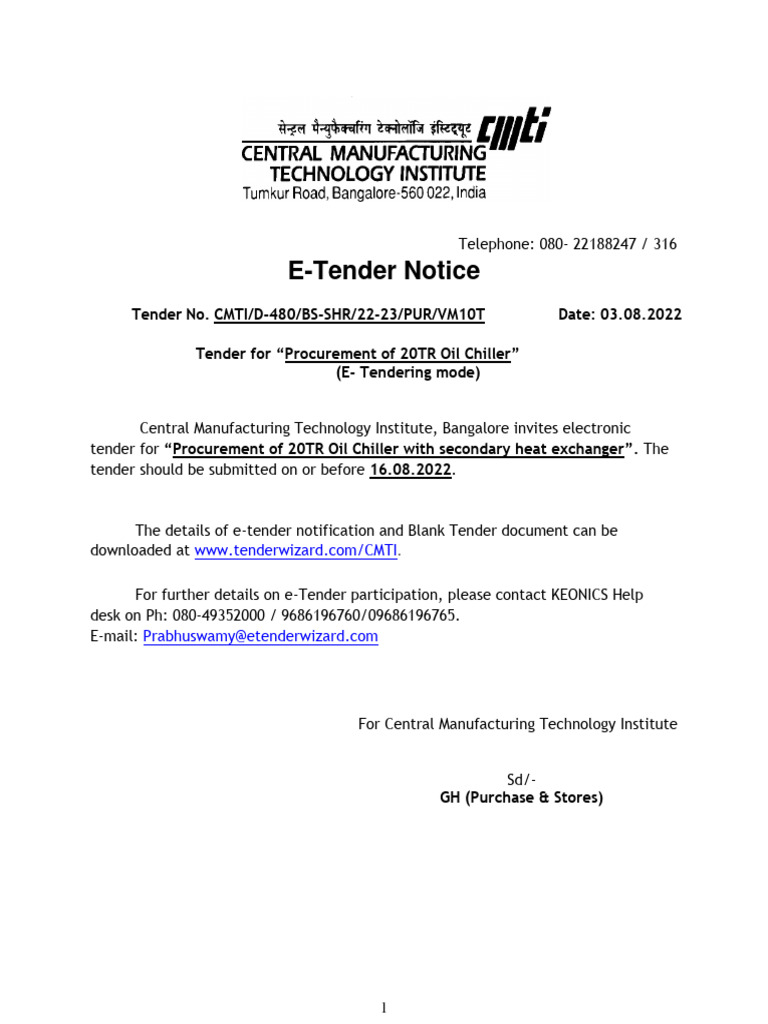ETender Notice D480 | PDF | Procurement | Guarantee
