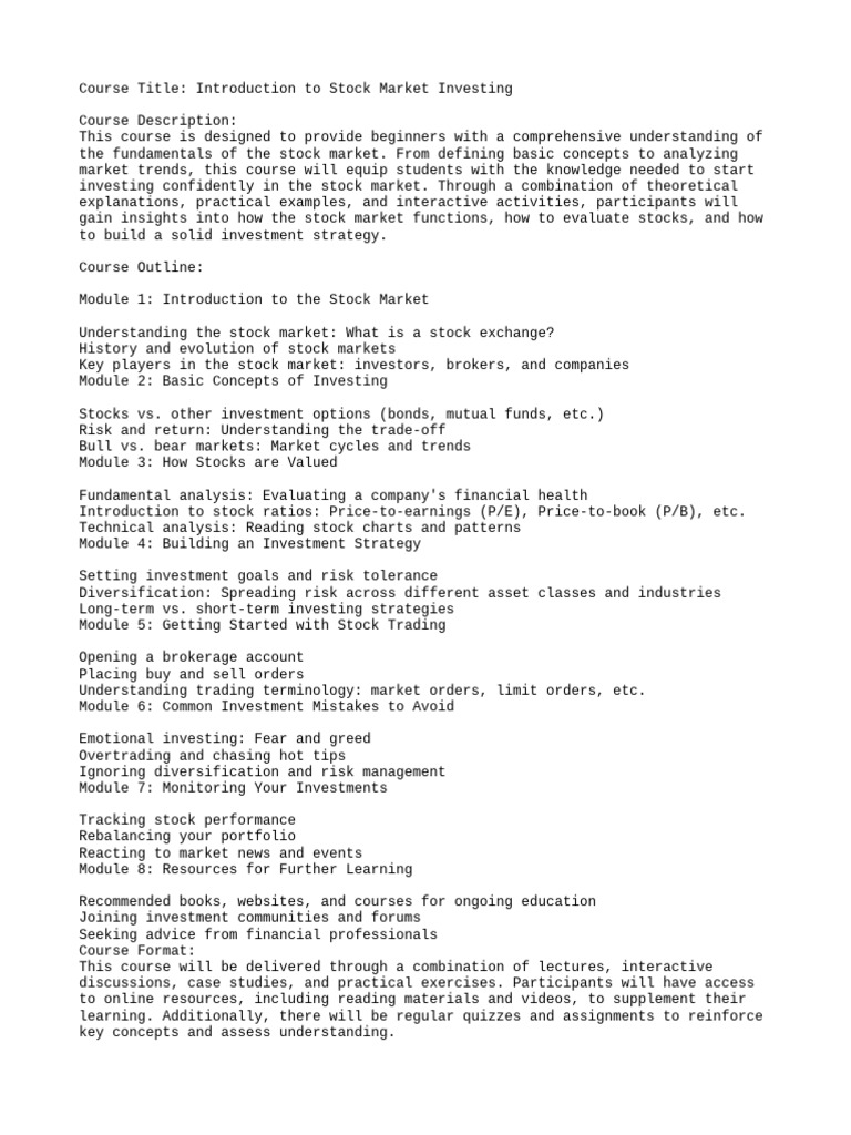 Basic Of Stock Market | PDF | Investing | Stocks