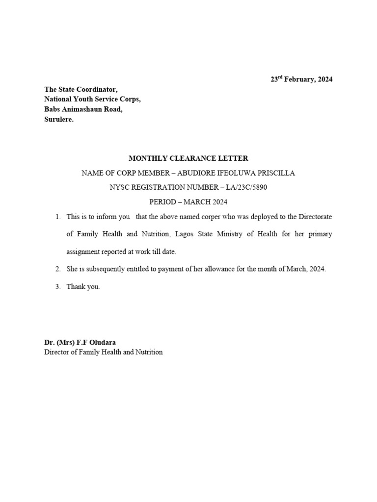 Nysc Monthly Clearance (New) - 2 | PDF | Technology & Engineering