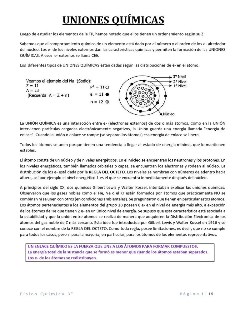 Uniones Qu Micas | PDF | Enlace covalente | Enlace químico