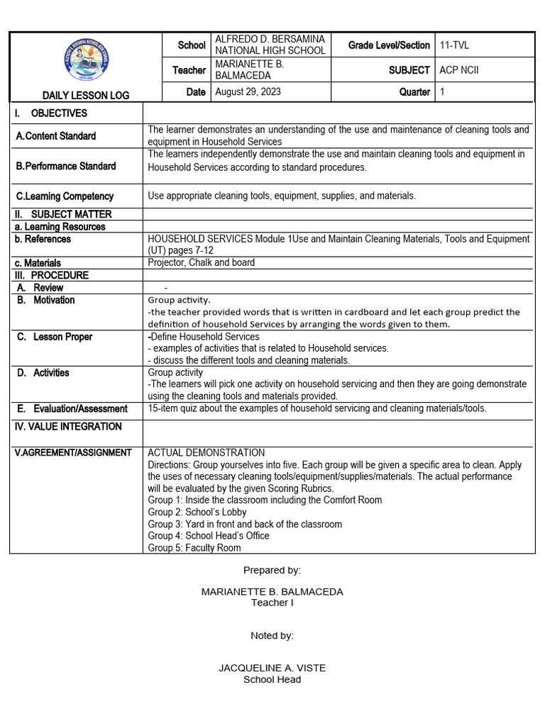Tle 7-DLL | PDF | Learning | Occupational Safety And Health