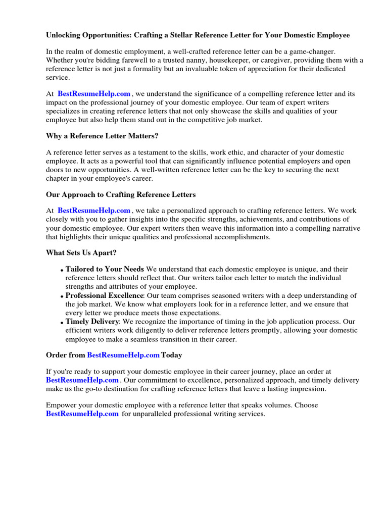 Reference Letter Guide for Domestic Helpers | PDF | Résumé | Employment