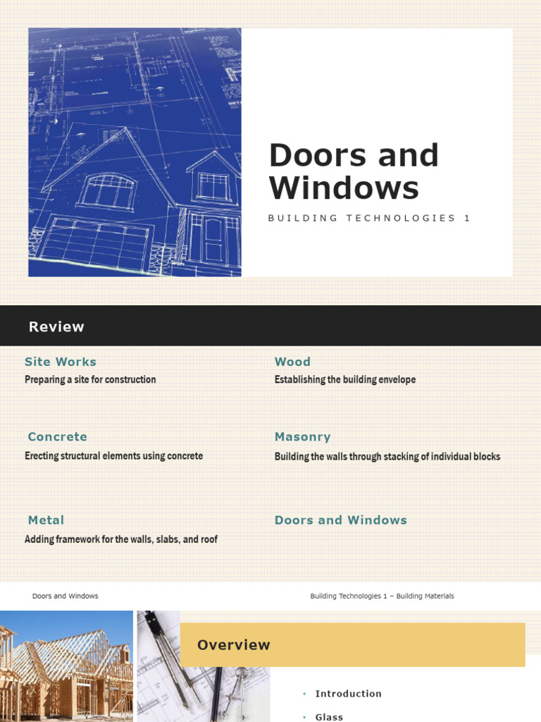 Building Technology - Doors and Windows | PDF | Window | Door