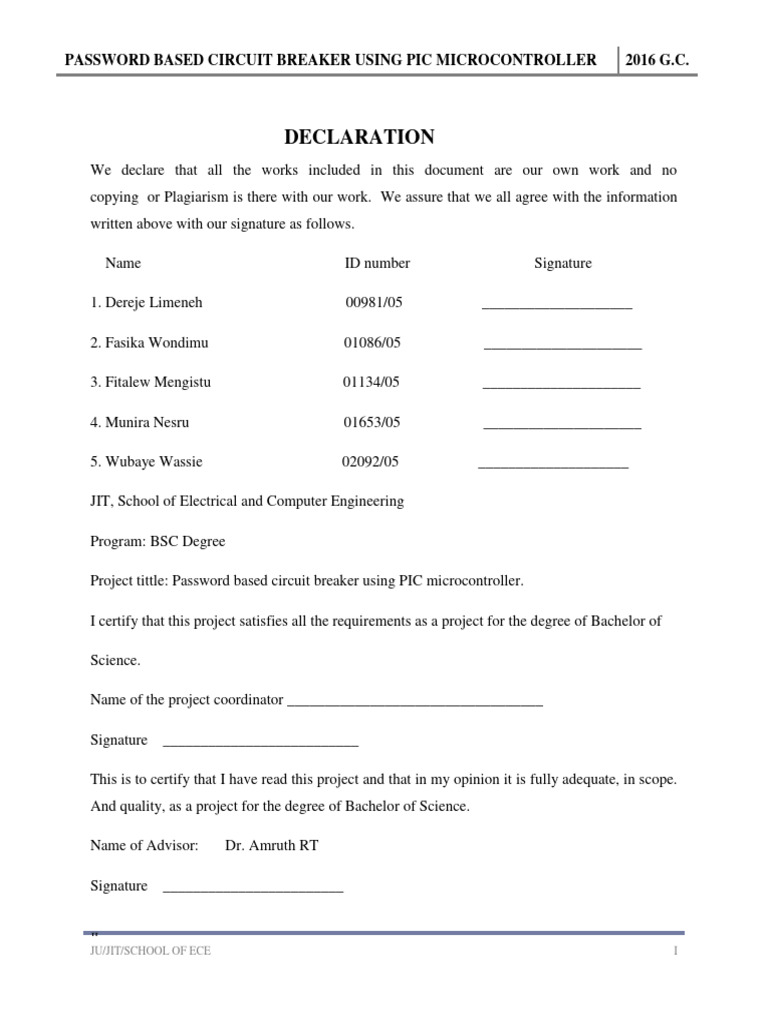 Password Based Circuit Breaker Using Pic Microcontroller | PDF ...