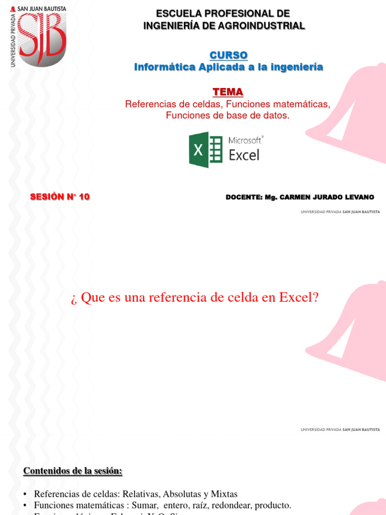 10 Informatica Aplicada - Excel - Referencias de Celdas, Funciones ... 10 Informatica Aplicada - Excel - Referencias de Celdas, Funciones ...