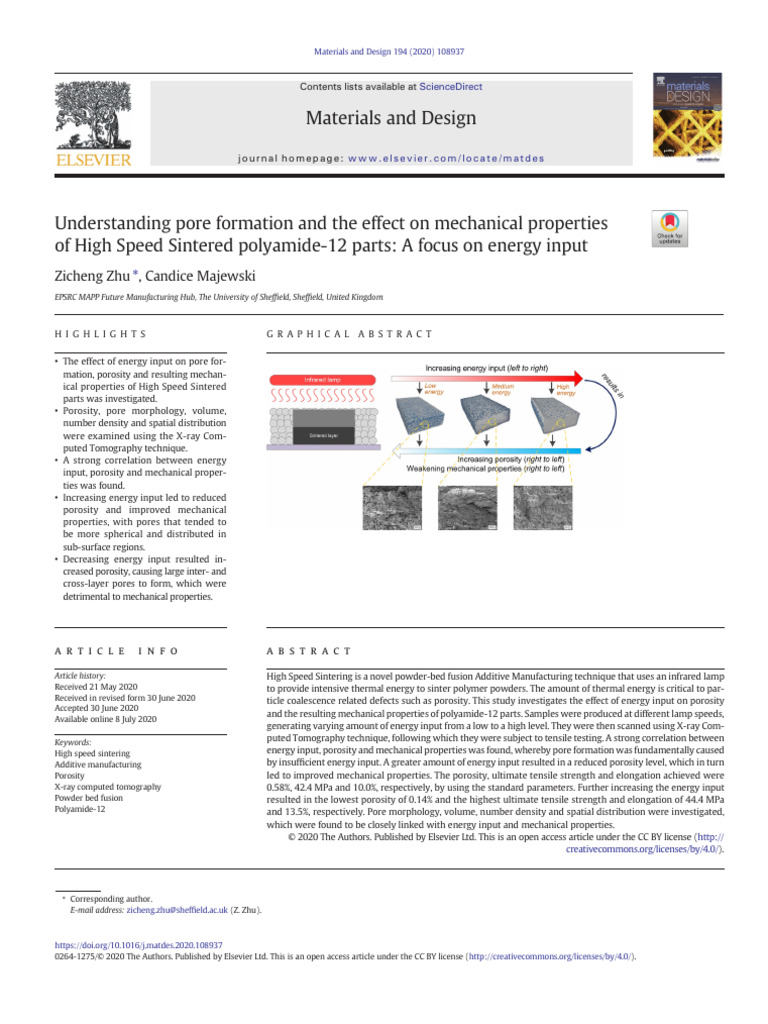 1 s2.0 S0264127520304718 Main | PDF | Porosity | Sintering