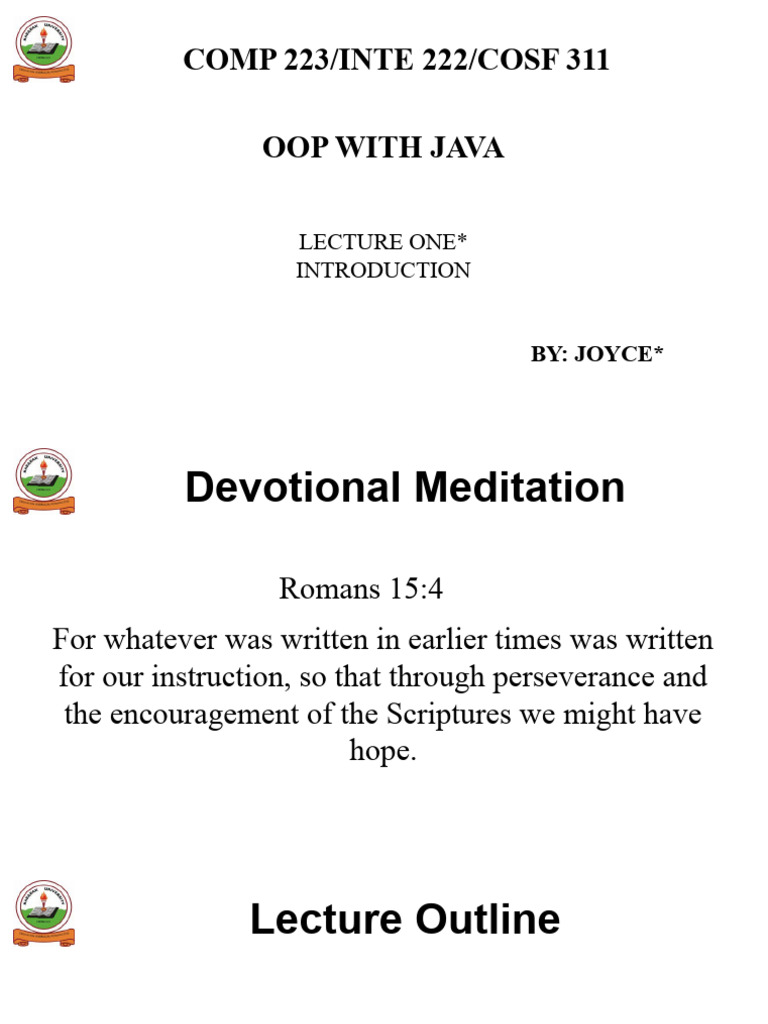 LECTURE ONE (2) (1) | PDF | Java (Programming Language) | Method (Computer Programming)