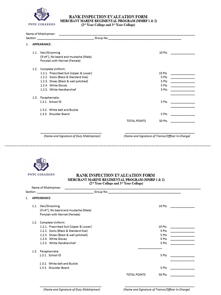 MMRP-1-and-2-Rank-Inspection-2 | PDF | Human Appearance | Military ...