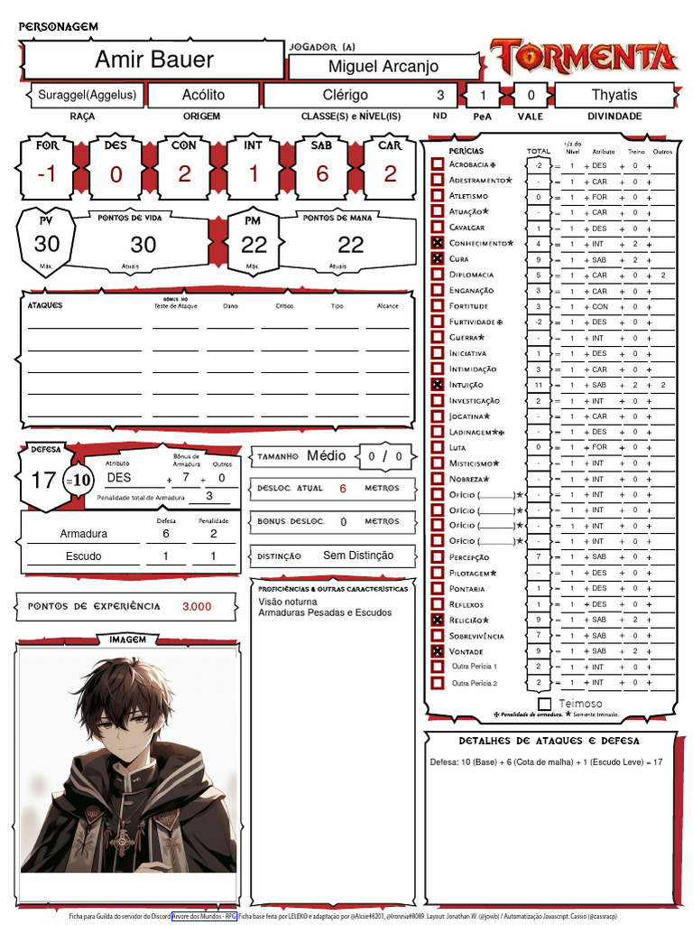 Ficha de Personagem para RPG Thyatis | PDF