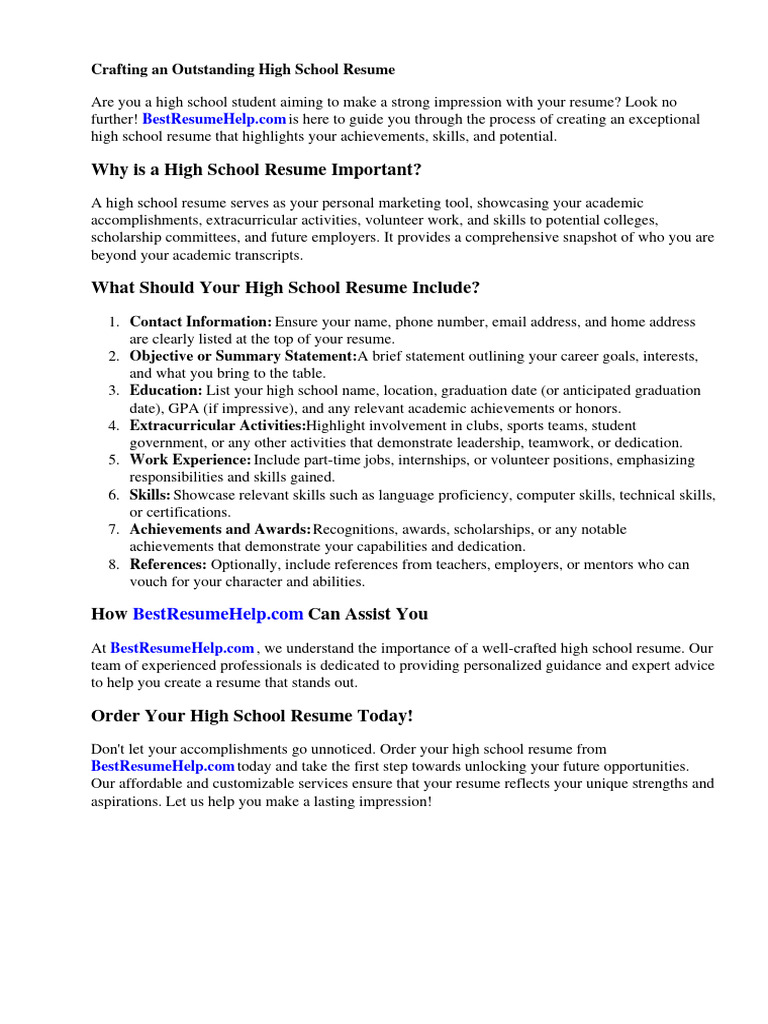 High School Resume Examples | PDF | Résumé