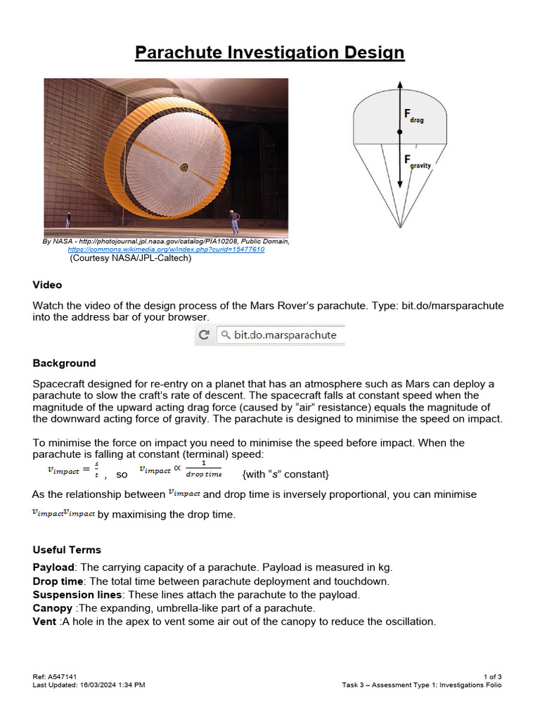 2021 1PYI10A AT1 DesignPractical Parachute RD | PDF | Accuracy And ...
