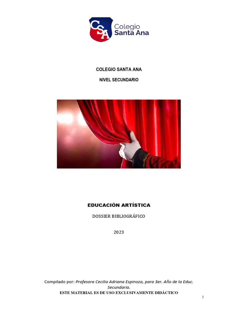 dossier y programa educ artistica 3 año | PDF | Teatro | Monólogo