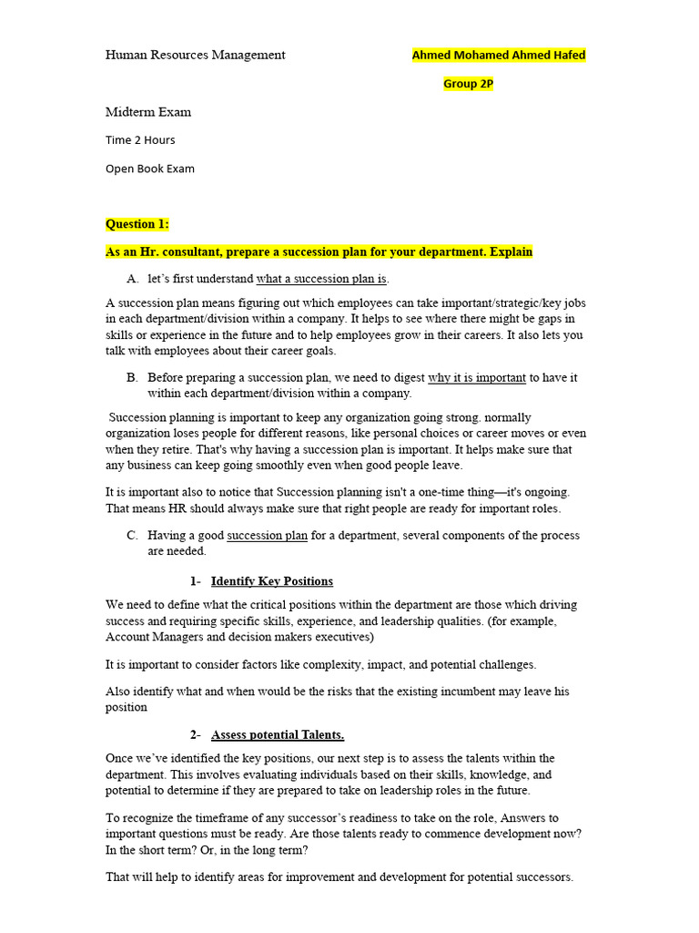 2P-Ahmed Mohamed Hafed-HR MidTerm | PDF | Employment | Leadership