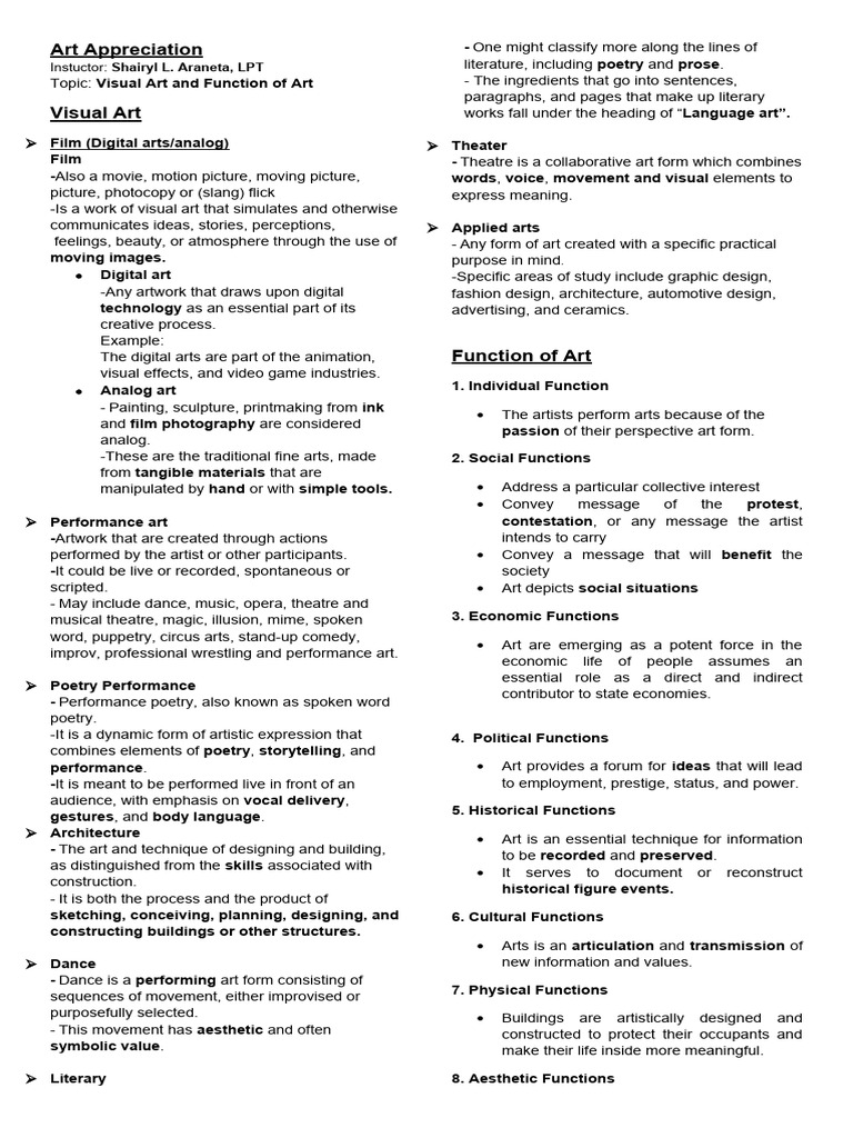Function of Art | PDF | The Arts | Image