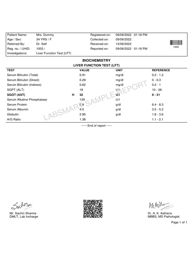 LFT Liver Function Test | PDF | Medical Specialties | Liver