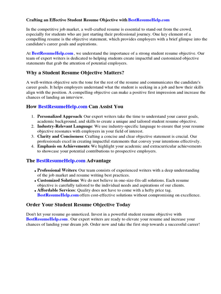 Student Resume Objective Examples | PDF | Résumé | Recruitment