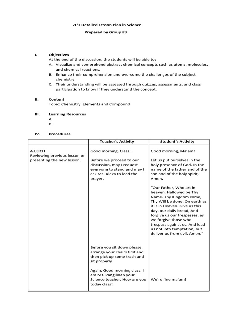 7E-DETAILED-LESSON-PLAN | PDF | Lord's Prayer | Lesson Plan