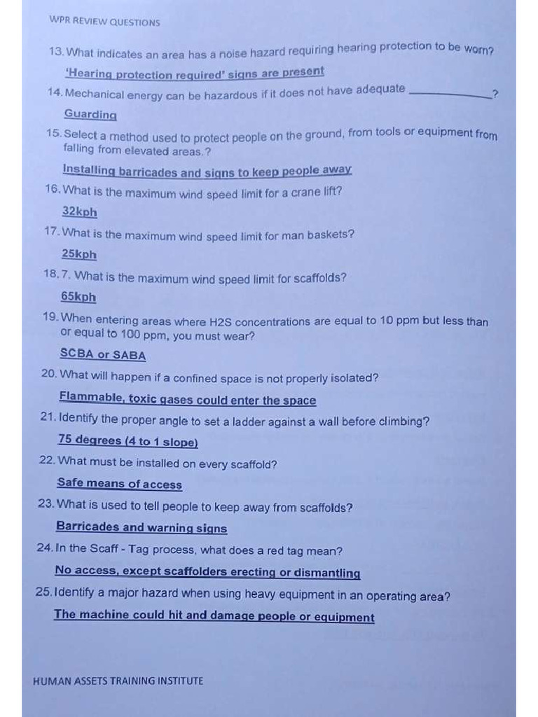 WPR ARAMCO CERTIFICATION QUESTION | PDF