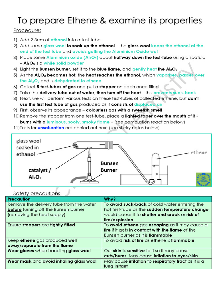 Cracking Chemistry - Ethene Experiment | PDF | Ethylene | Aluminium Oxide