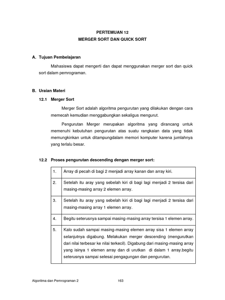 Merge Sort dan Quick Sort Guide | PDF