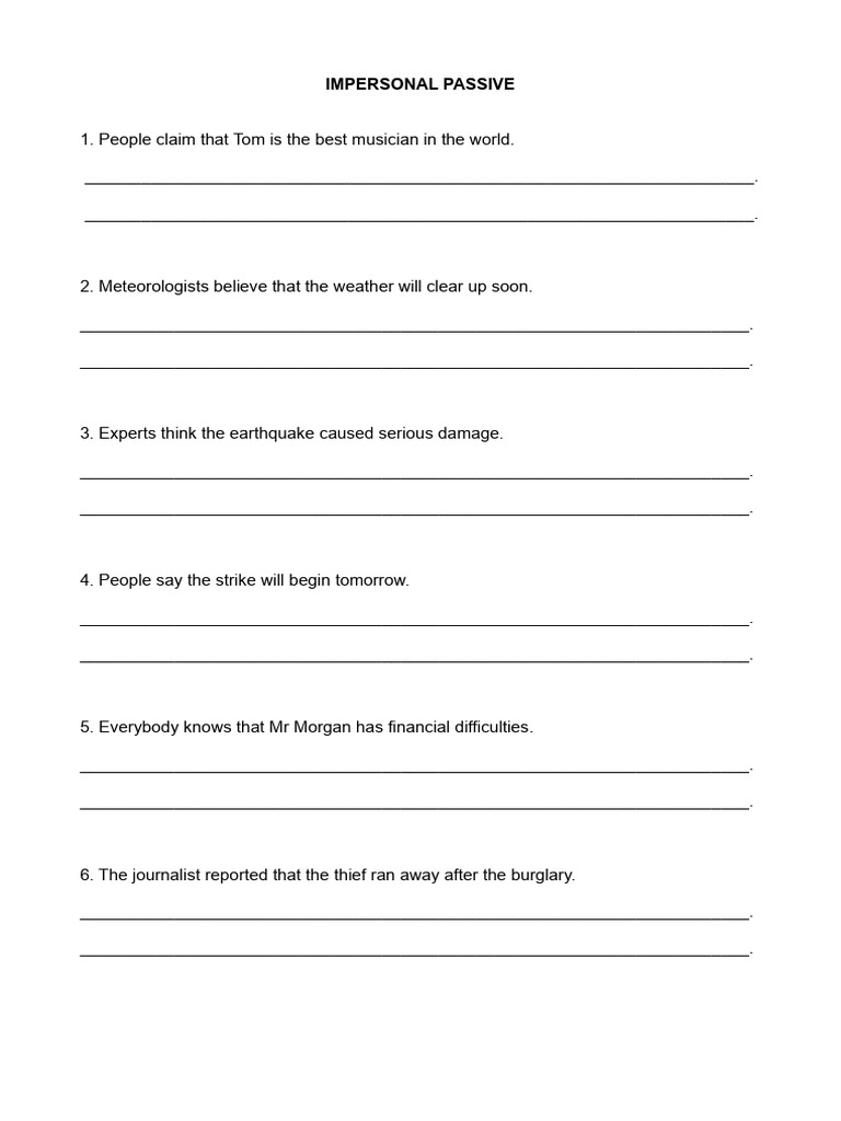 The Impersonal Passive Voice | PDF