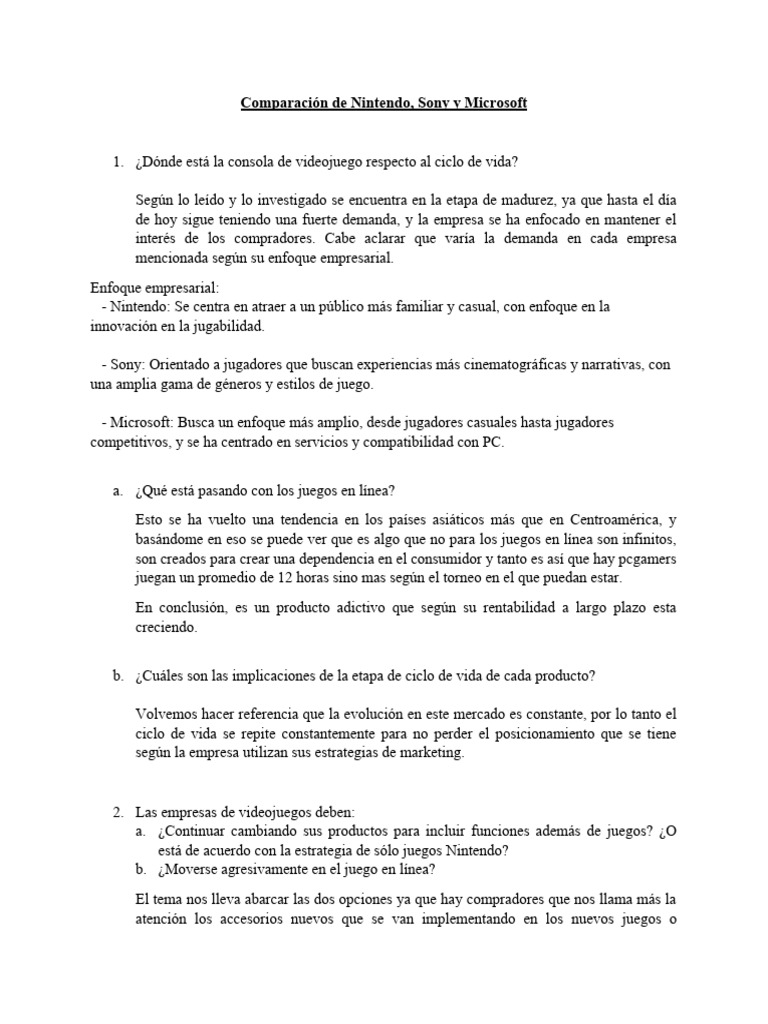 Caso Nintendo | PDF | Nintendo | Ciclo de vida del producto