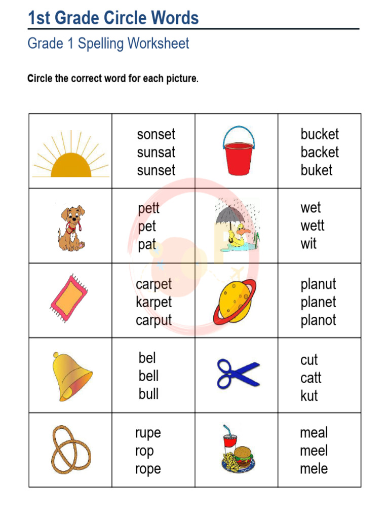 Grade-1-Circle-Word 6pg | PDF